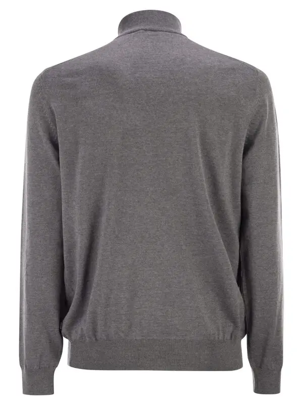BOSS Virgin Wool Jumper With Zip Collar
