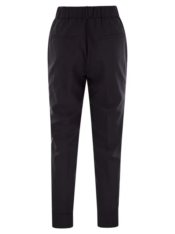Peserico Virgin Wool Blend Trousers With Jewellery - Blue