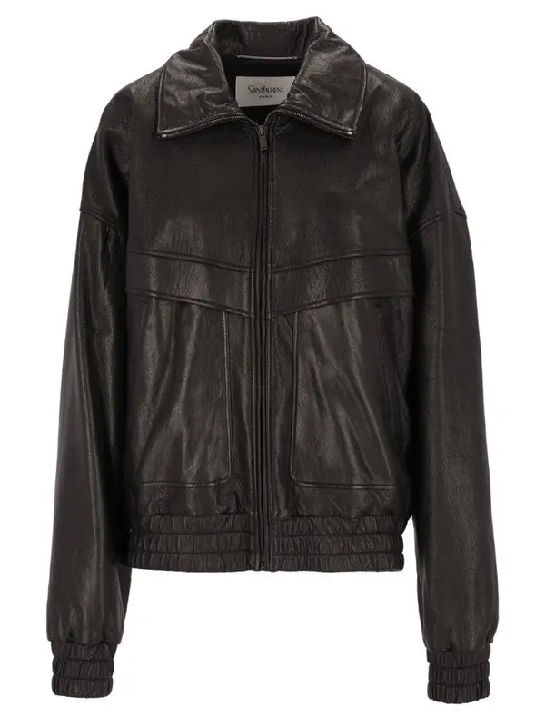 Saint Laurent Lambskin Balloon Jacket - Black