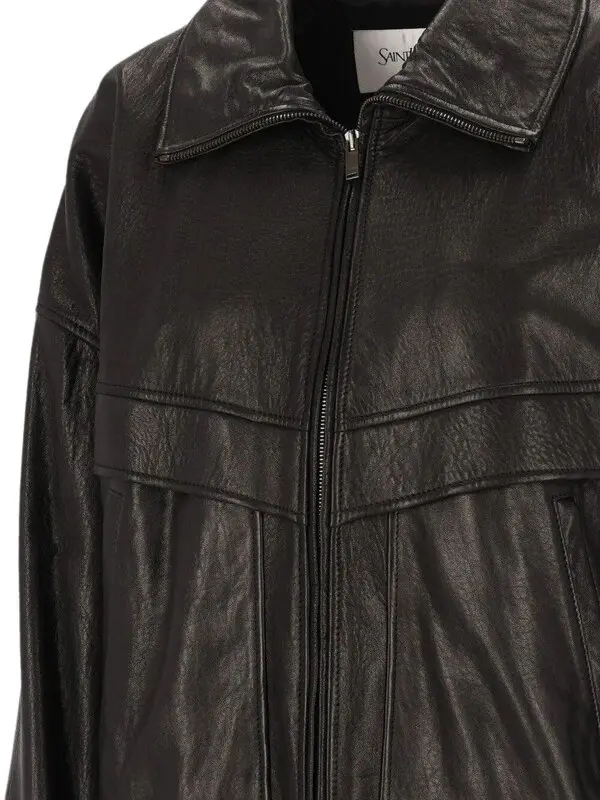 Saint Laurent Lambskin Balloon Jacket - Black