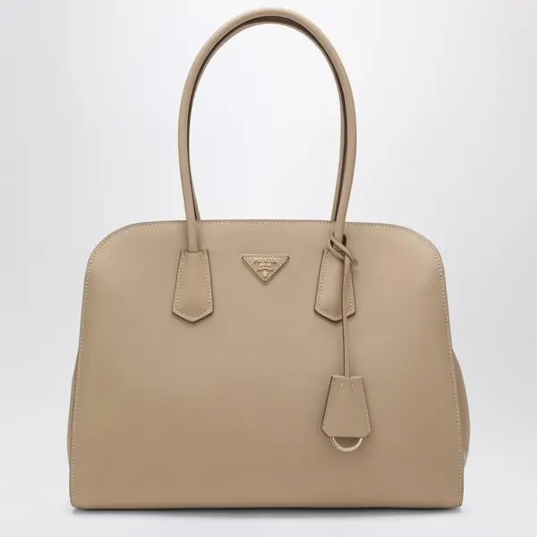 Prada Large Sand-colored Leather Shopping Bag