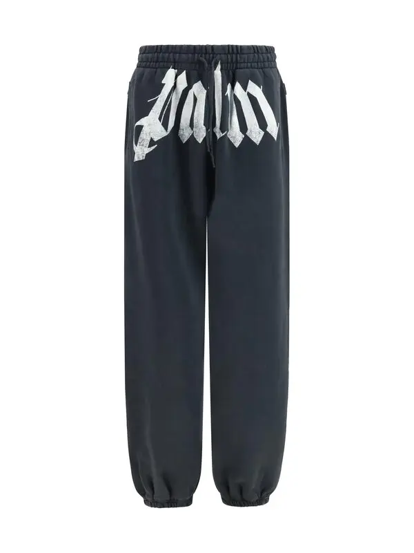 Palm Angels Sweatpants With Drawstring And Logo - Gray