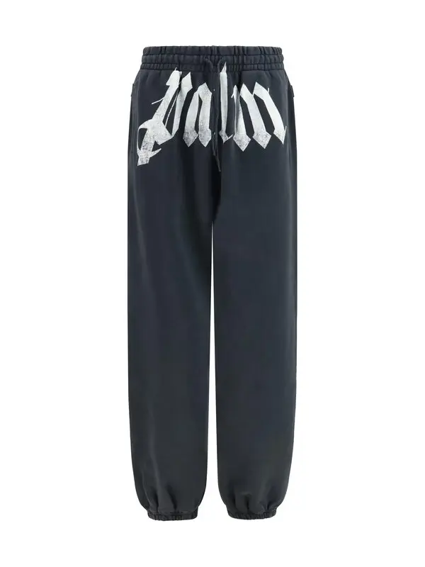 Palm Angels Sweatpants With Drawstring And Logo - Gray