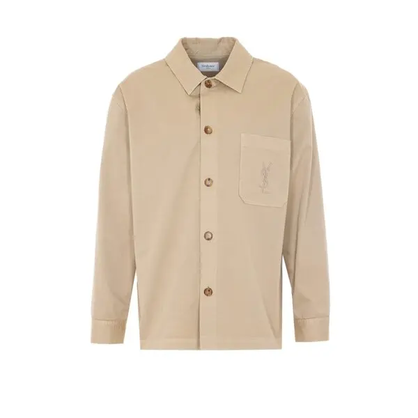 Saint Laurent Cassandre Monogram Logo Overshirt - Cream