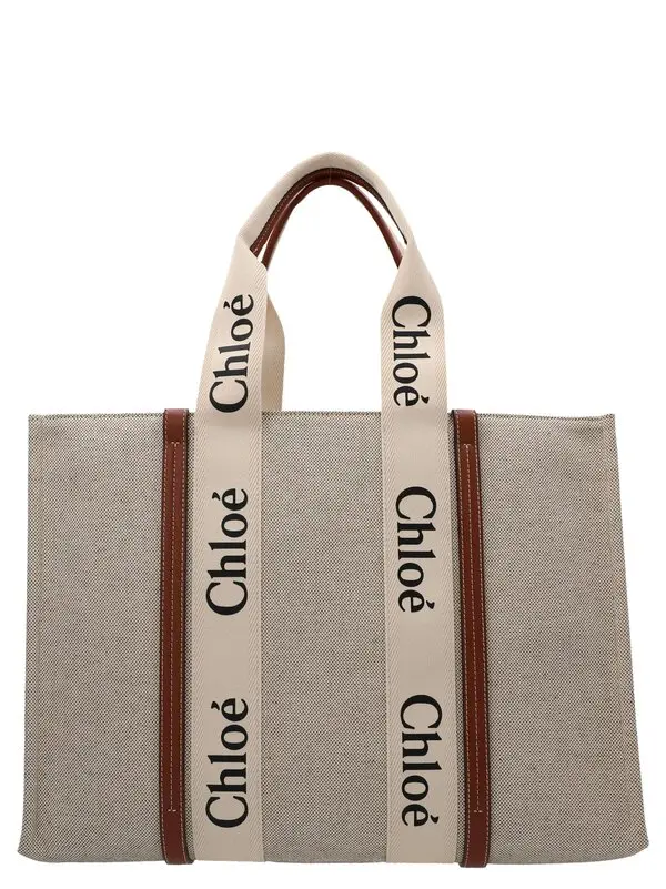 Chloé Medium 'woody' Shopping Bag - Cream