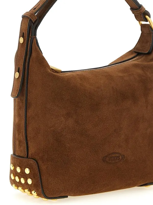 TOD'S Gommini' Mini Suede Shoulder Bag - Brown