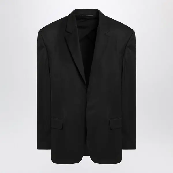 Balenciaga Single-breasted Jacket In Wool - Black