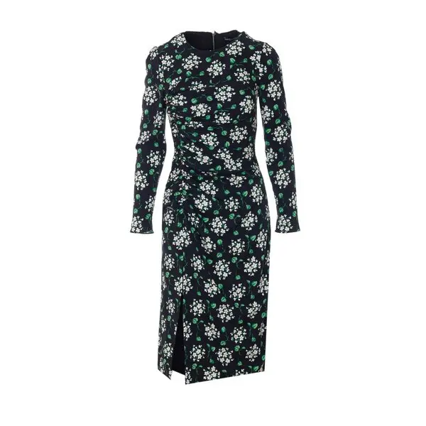 Dolce & Gabbana Floral Print Charmeuse Dress - Black