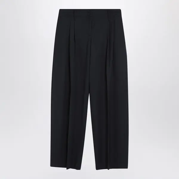 Alexander McQueen Wide Navy Wool Trousers - Blue