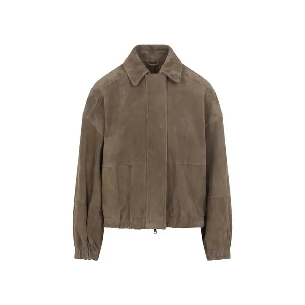 Brunello Cucinelli Suede Leather Jacket - Brown