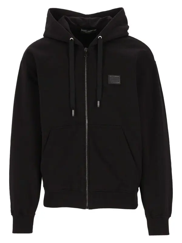 Dolce & Gabbana Cotton Zip-up Hoodie - Black