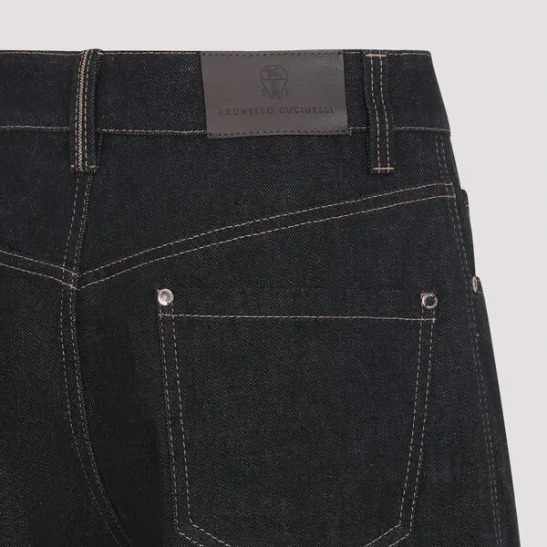Brunello Cucinelli Wide Leg Cotton Jeans - Black