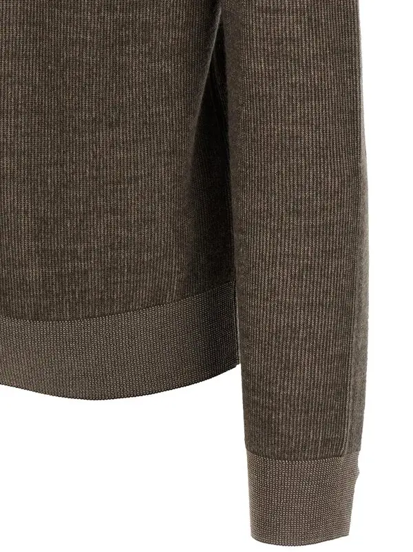 Brioni Vanisé Weave Cashmere And Wool Sweater - Brown