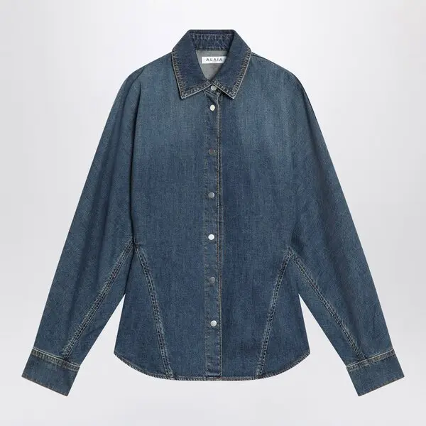 Alaïa Rounded Denim Shirt - Blue
