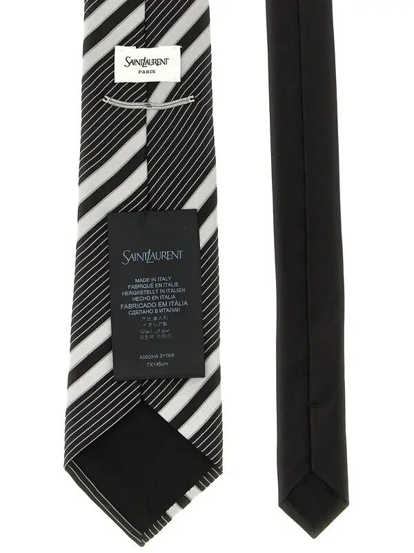 Saint Laurent Jacquard Diagonal Striped Tie - Multicolor