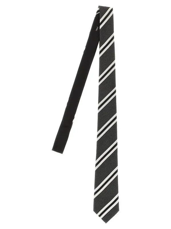 Saint Laurent Jacquard Diagonal Striped Tie - Multicolor