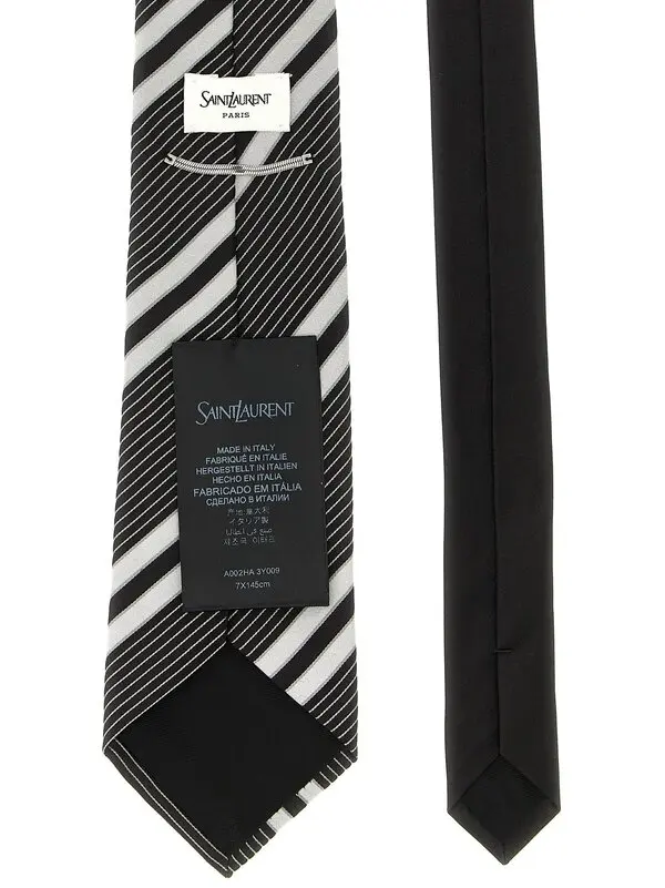 Saint Laurent Jacquard Diagonal Striped Tie - Multicolor