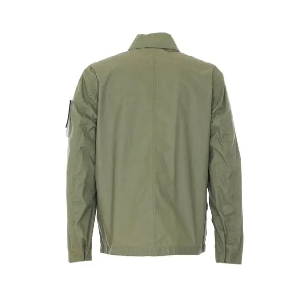 Stone Island Waxed Pigment Cotton Tela Logo Jacket - Green