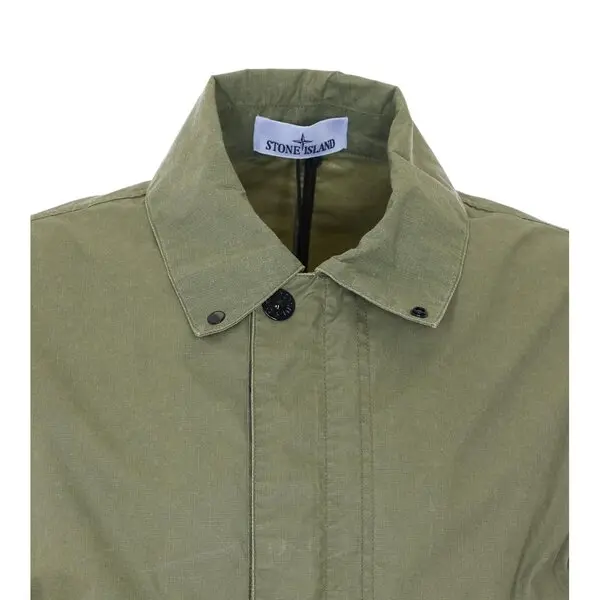 Stone Island Waxed Pigment Cotton Tela Logo Jacket - Green