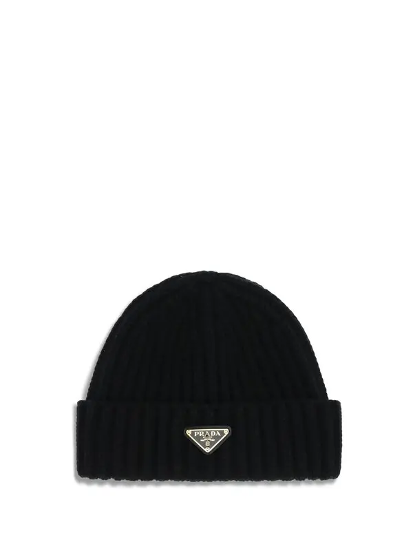 Prada Virgin Wool Beanie Hat - Black