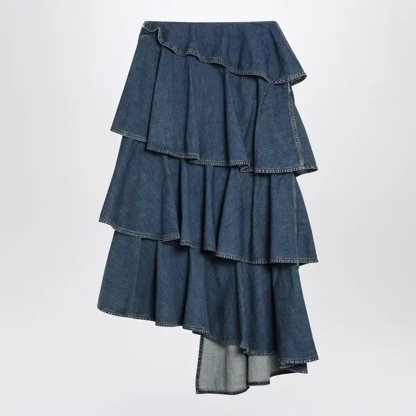 Alaïa Asymmetrical Spiral Denim Skirt