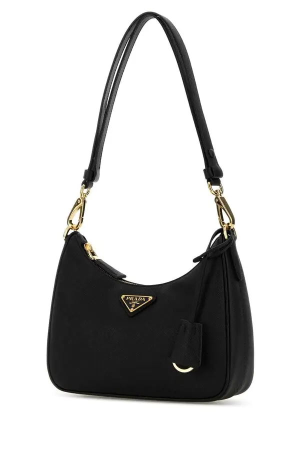 Prada Leather Mini Re-edition Shoulder Bag - Black