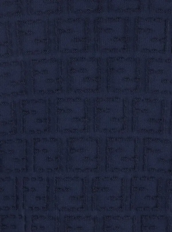 Fendi Blue T-shirt With All-over Ff Logo Embroidery In Cotton For - Multicolor