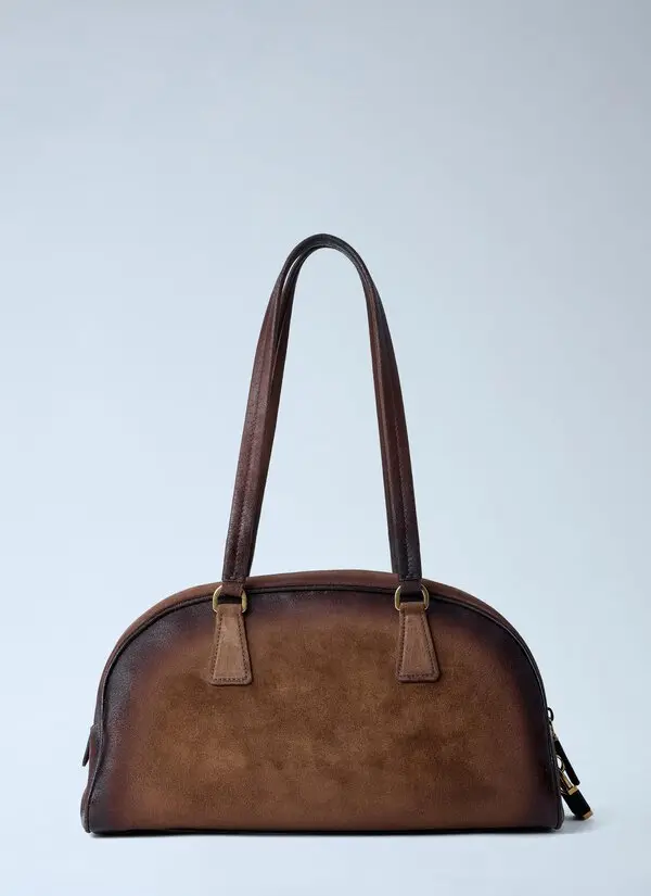 Prada Bowling Medium Suede Handbag