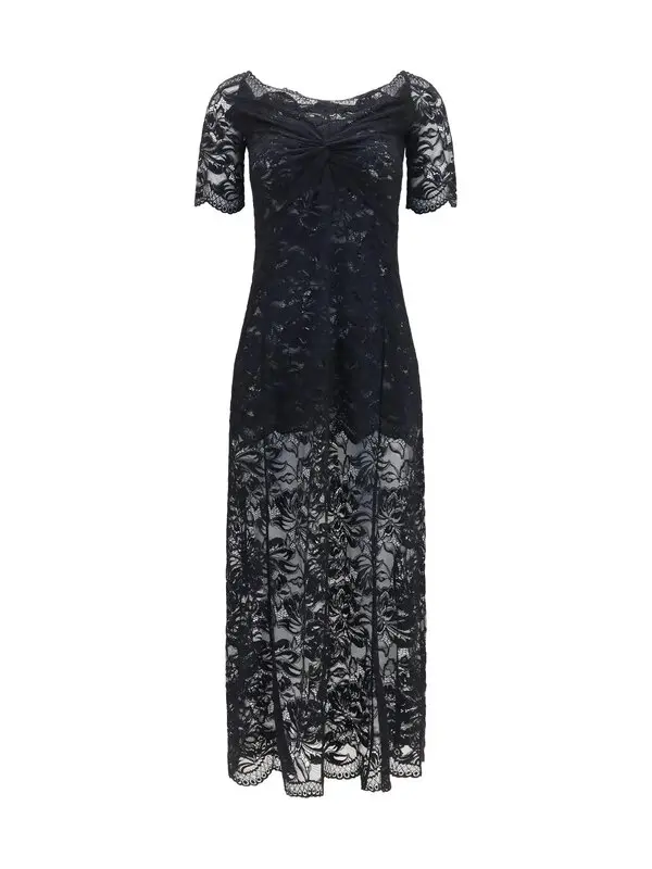 Rabanne Floral Lace Maxi Dress - Black
