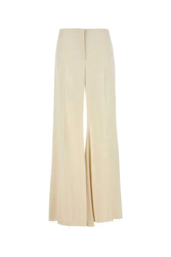 Alexander McQueen Cream Satin Wide-leg Pant - Yellow