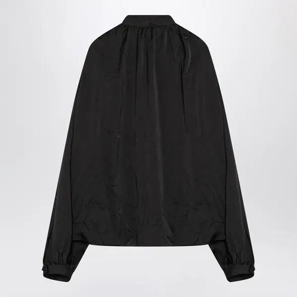 Balenciaga Satin Blouse With Bow - Black