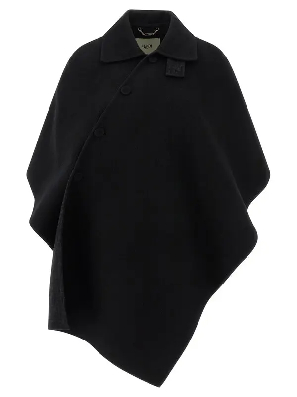 Fendi Double Wool' Cape - Black