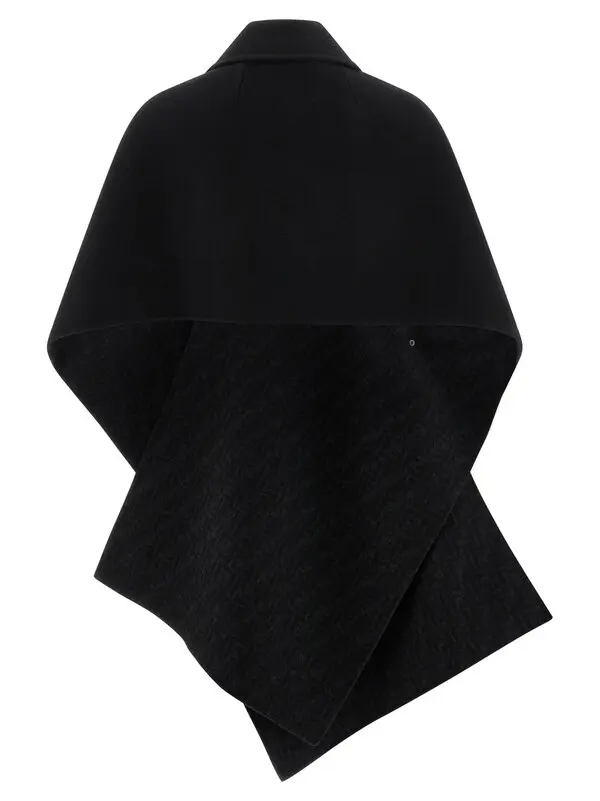 Fendi Double Wool' Cape - Black