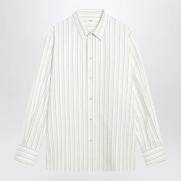 Saint Laurent Striped Cassandre Shirt In Cotton