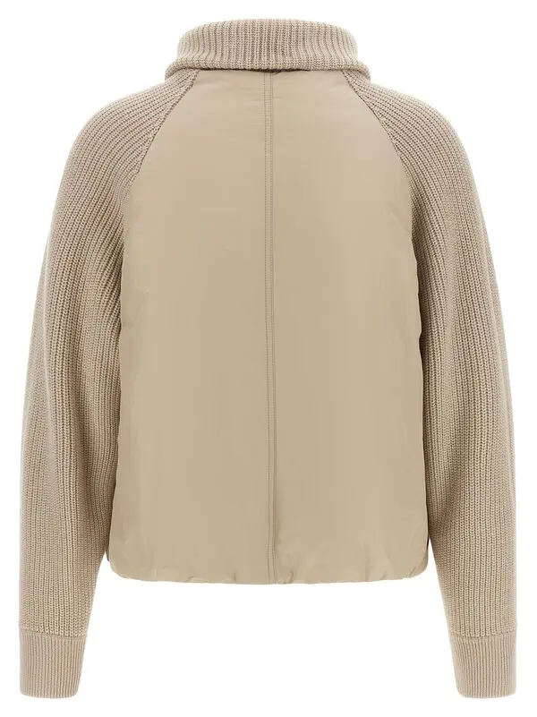 Brunello Cucinelli Knit Insert Down Jacket - Cream