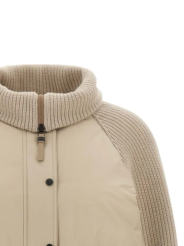 Brunello Cucinelli Knit Insert Down Jacket - Cream
