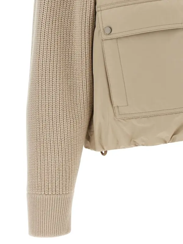 Brunello Cucinelli Knit Insert Down Jacket - Cream