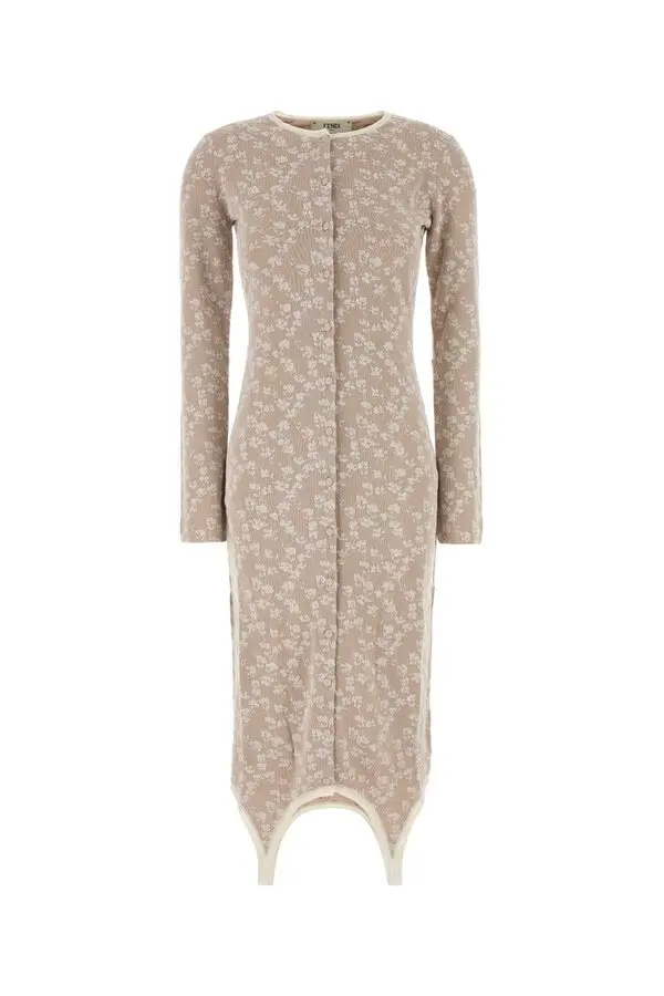 Fendi Embroidered Cotton Blend Dress