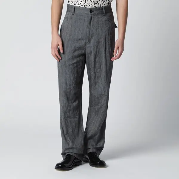 Dries Van Noten Herringbone Trousers - Black