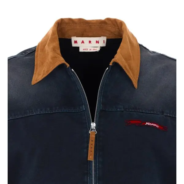 Marni Canvas Jacket With Contrasting Collar And Logo