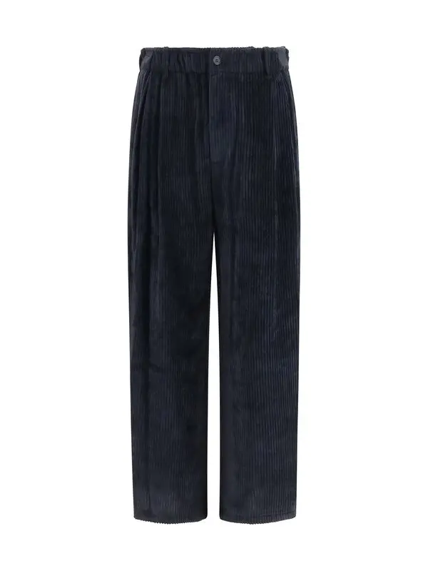 Giorgio Armani Wide-leg Ribbed Viscose Velvet Pants - Black