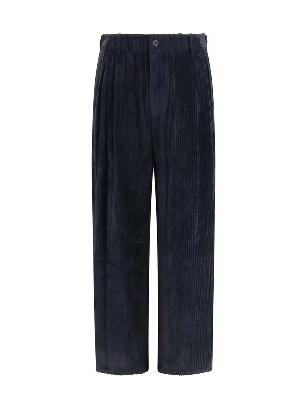 Giorgio Armani Wide-leg Ribbed Viscose Velvet Pants - Black