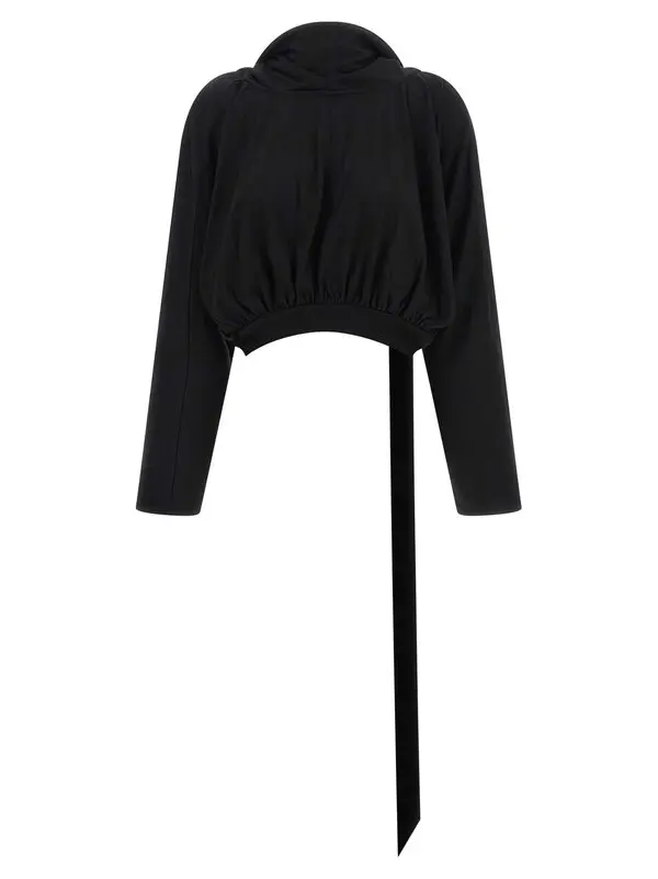 Rick Owens Cropped Hooded Top - Black