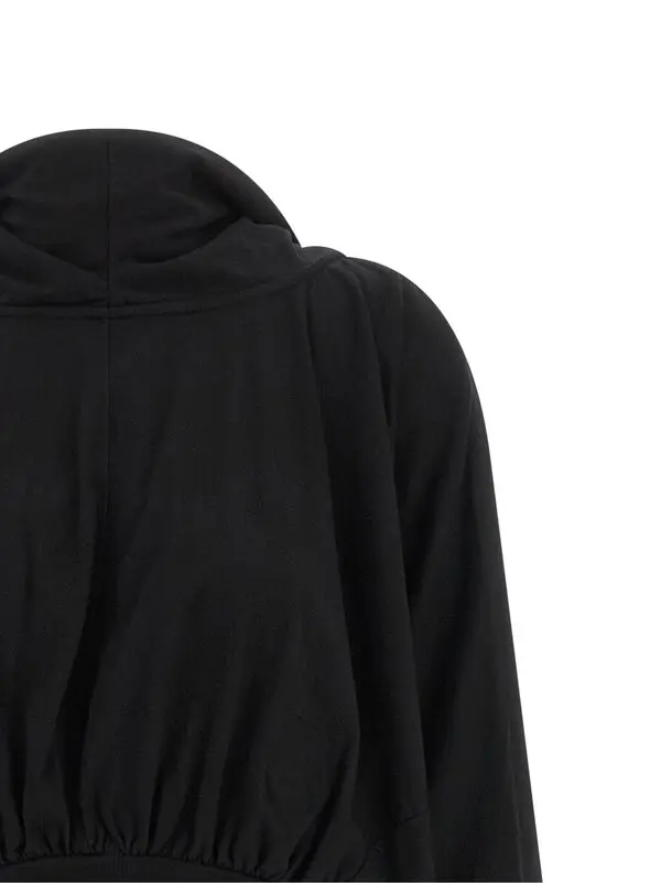 Rick Owens Cropped Hooded Top - Black