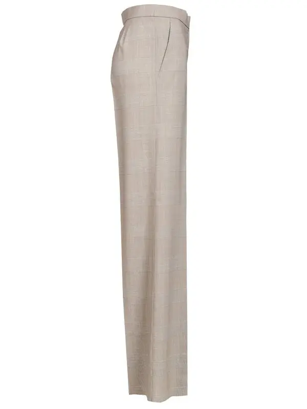 Max Mara Prince Of Wales Wool Trousers - Green