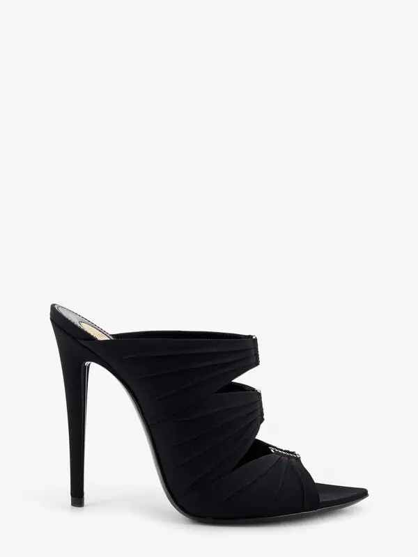 Saint Laurent Emilie Satin Sandals With Rhinestone Logo Detail - Multicolor