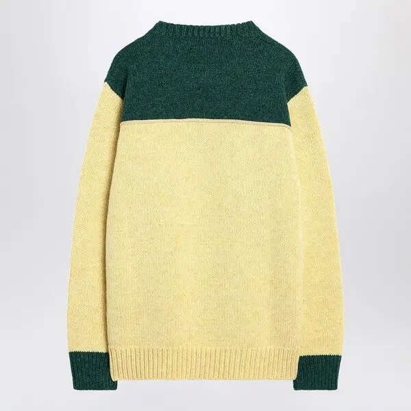 Prada Cream And Emerald Green Wool Sweater