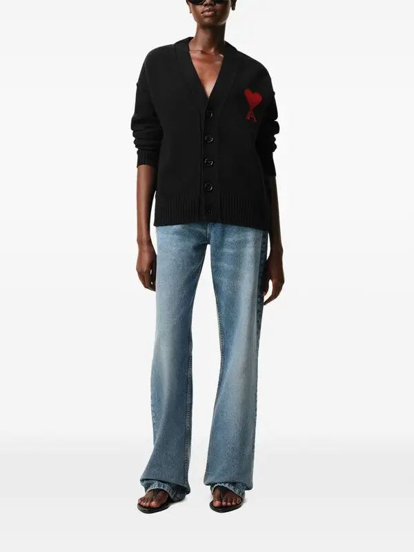AMI Paris De Coeur Wool Cardigan