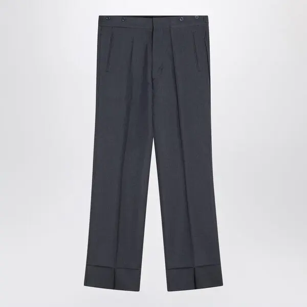 Prada Wide Aviator Mohair And Silk Trousers - Blue