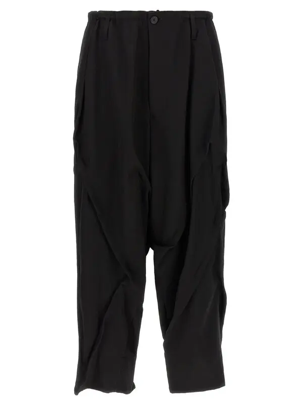 Yohji Yamamoto Wool Random Tuck Trousers - Black
